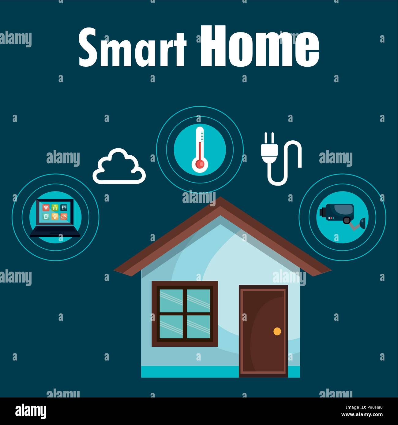 smart house with set services icons vector illustration design Stock ...