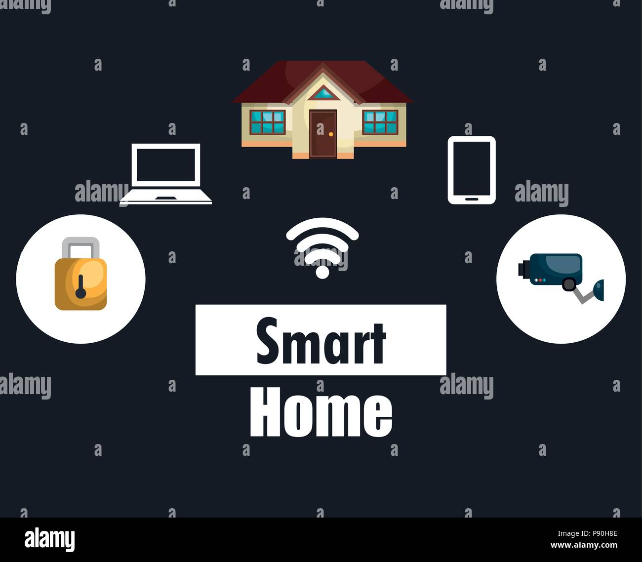 smart house with set services icons vector illustration design Stock ...