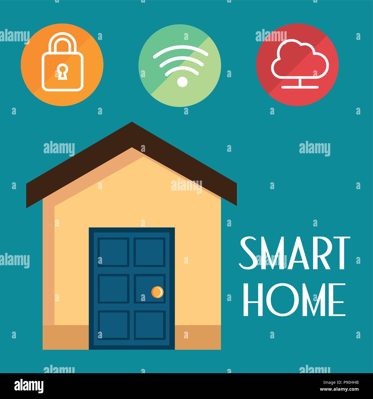 smart house with set services icons vector illustration design Stock ...
