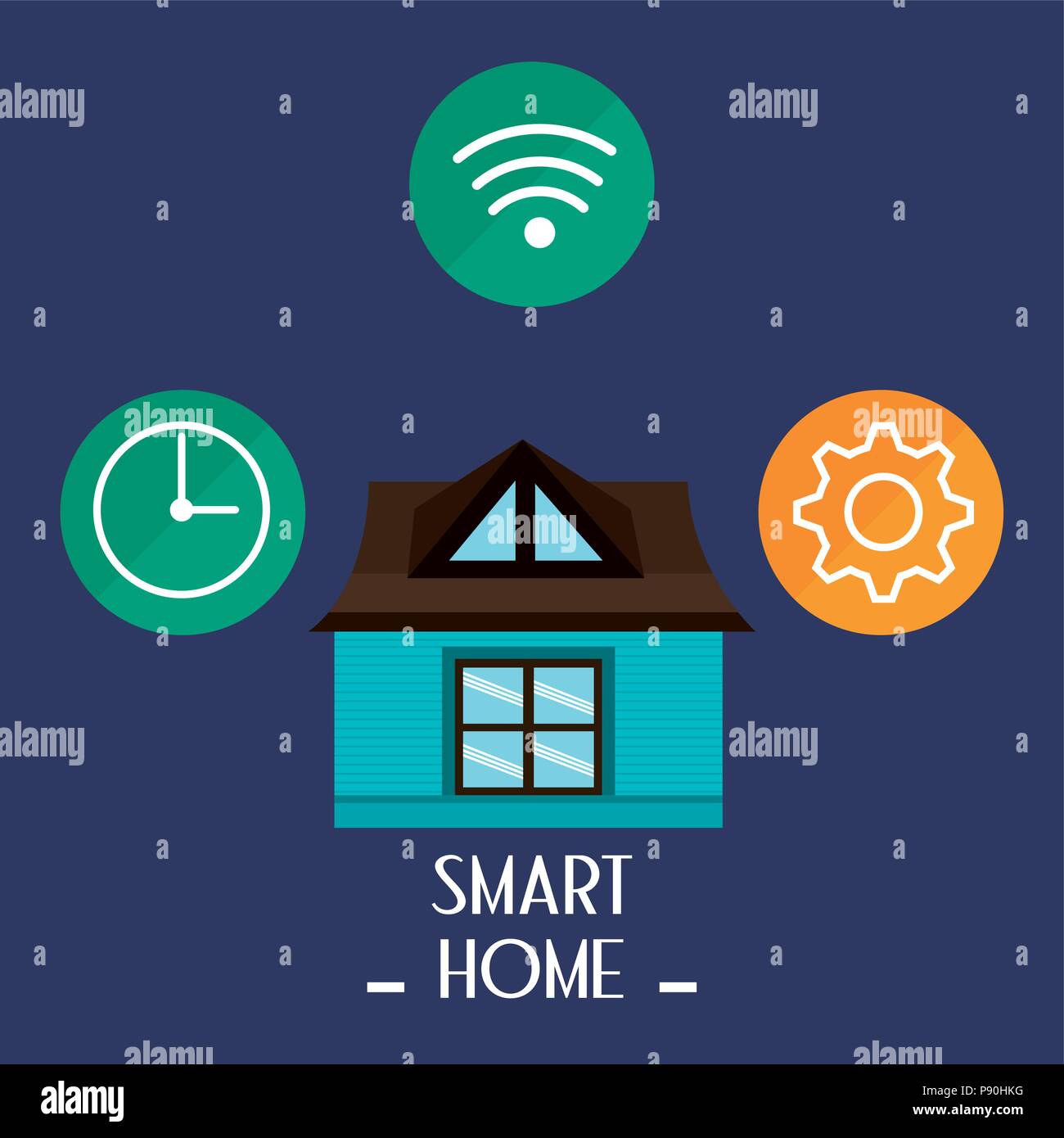 smart house with set services icons vector illustration design Stock ...