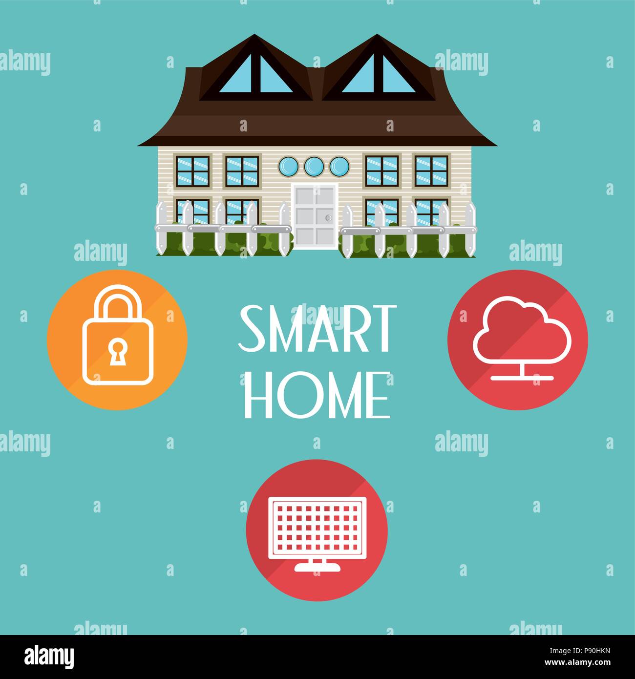 smart house with set services icons vector illustration design Stock ...