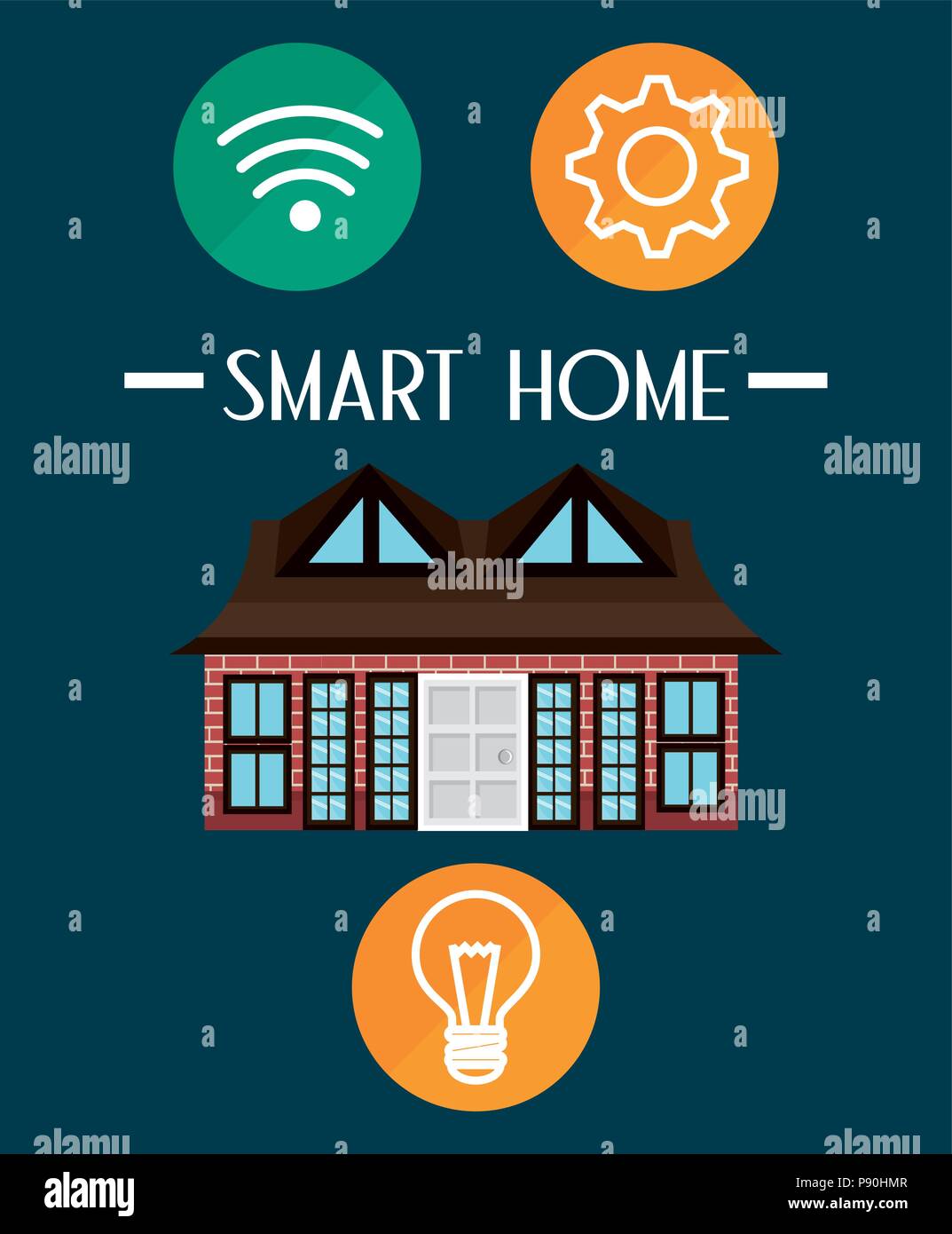 smart house with set services icons vector illustration design Stock ...