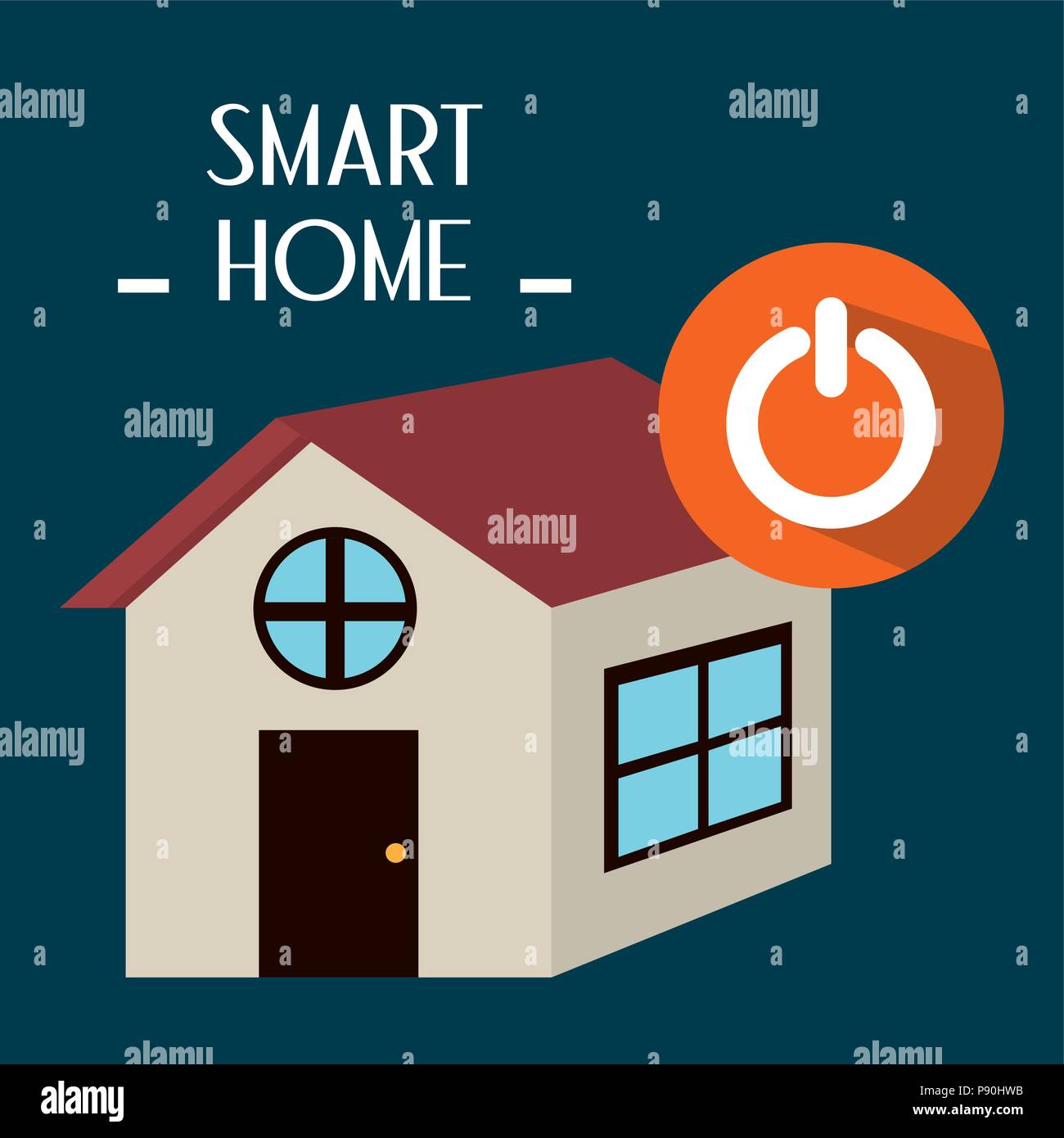smart house with power button service vector illustration design Stock ...
