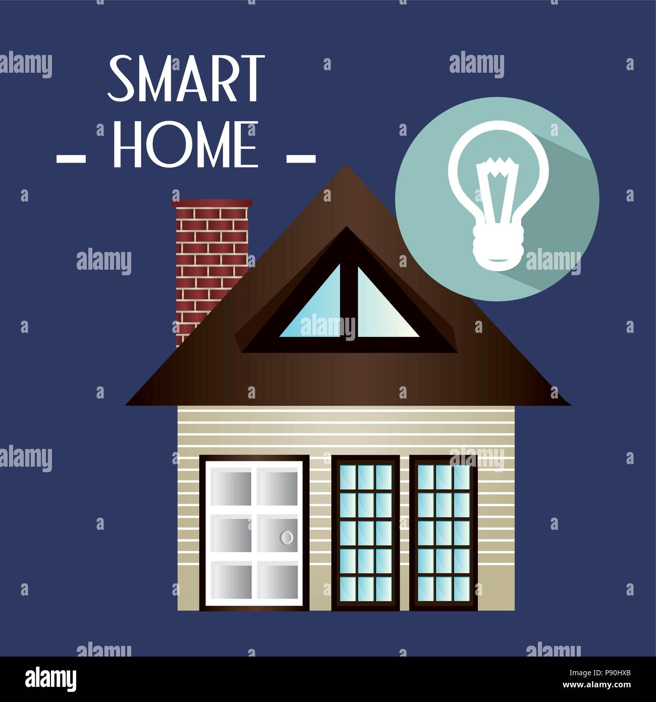 smart house with bulb light service vector illustration design Stock ...
