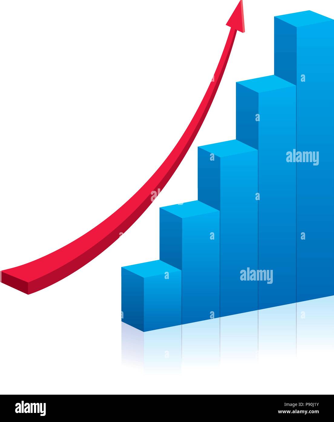 Business graph with rising arrow,Isolated on white background Stock ...