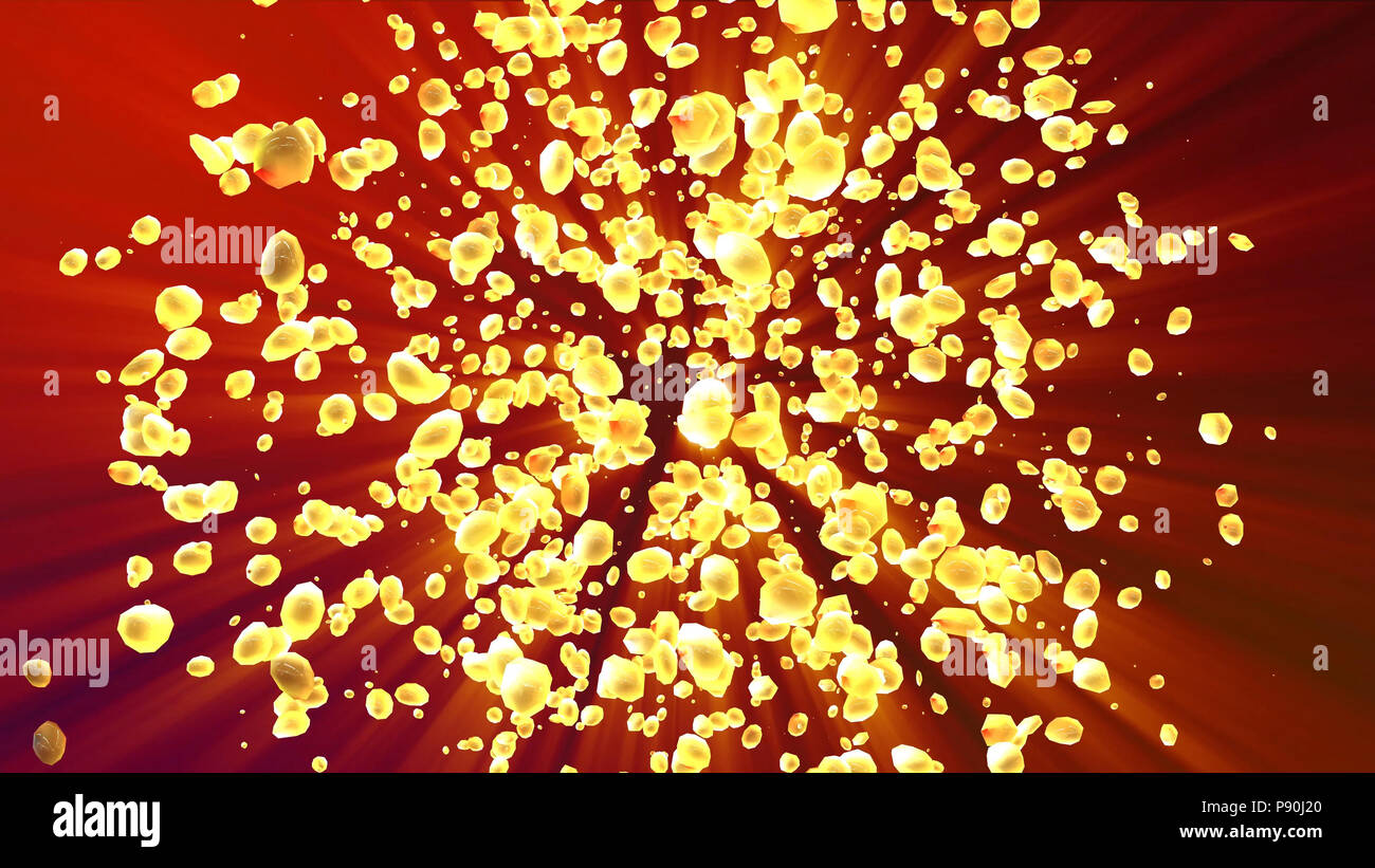 Abstract Particle Explosion Red Ruby Gemstone Shards Flying Nuclear Science Technology Concept