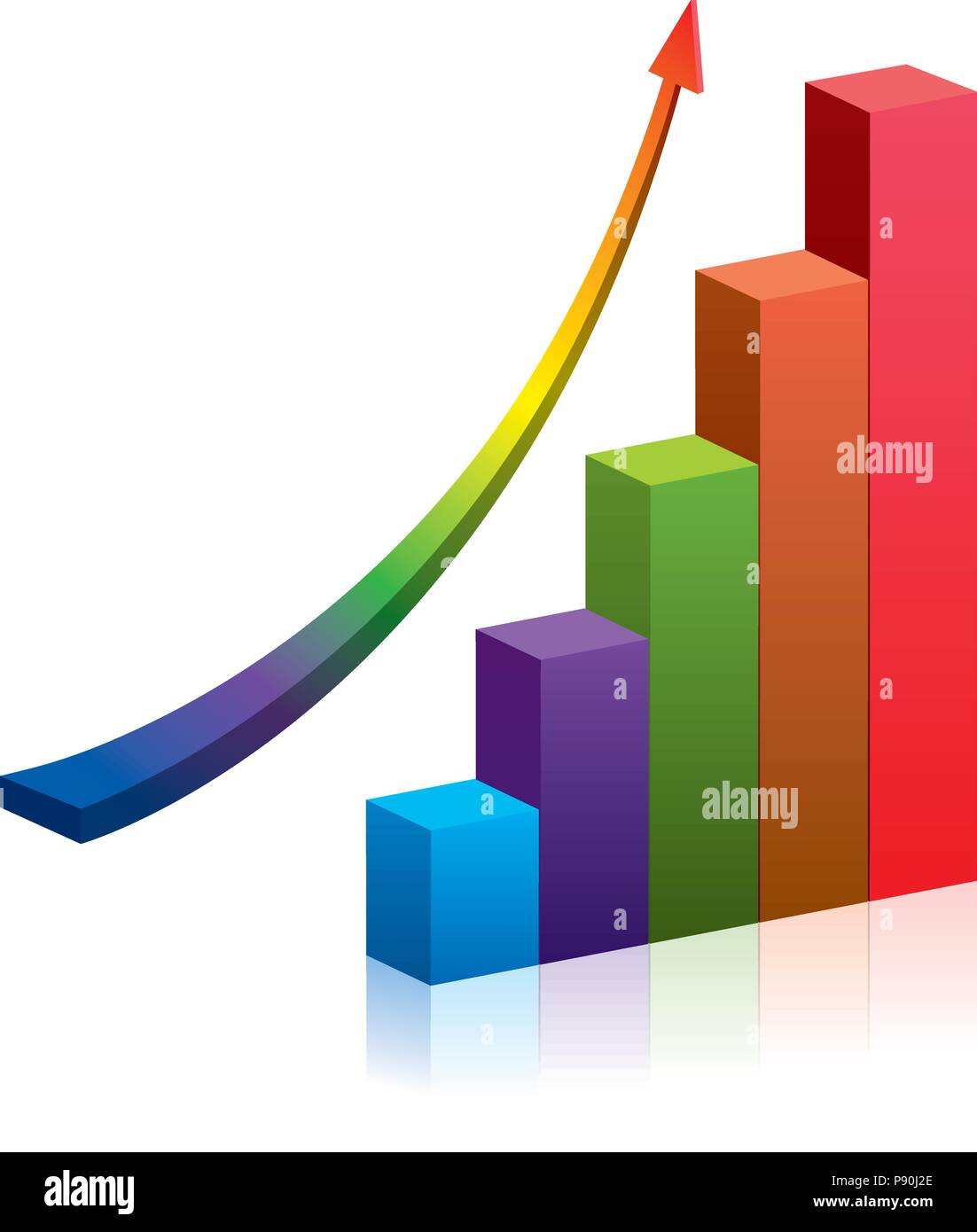 Business graph with rising arrow,Isolated on white background Stock ...