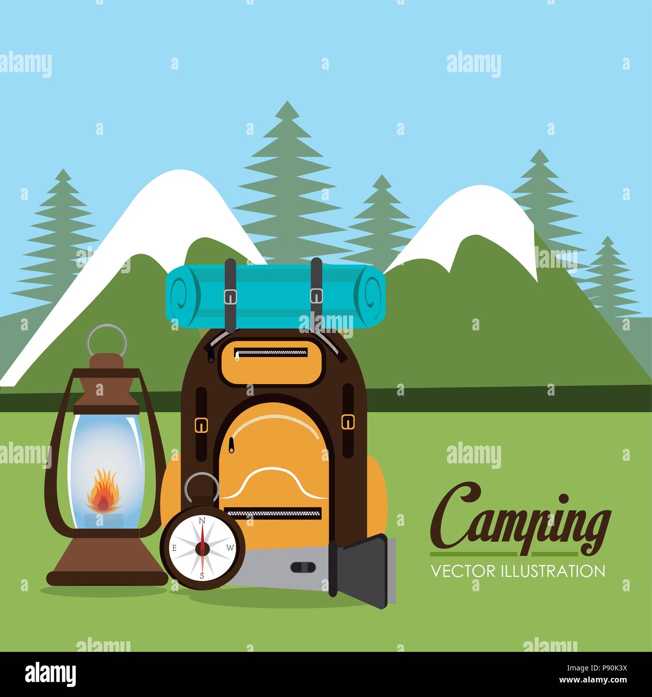 camping zone with equipment scene vector illustration design Stock ...