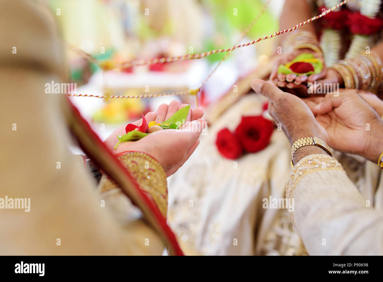 Amazing hindu wedding ceremony. Details of traditional indian wedding ...