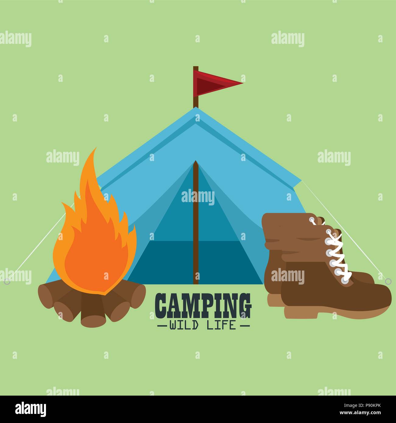 camping wild life with tent vector illustration design Stock Vector ...