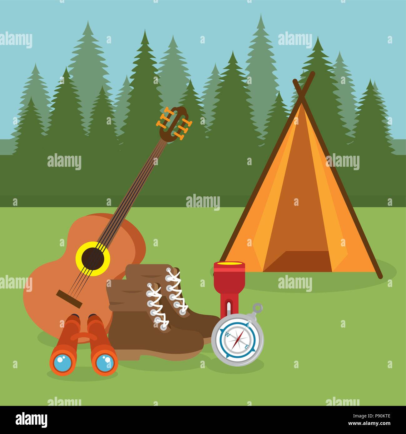 camping zone with tent scene vector illustration design Stock Vector ...