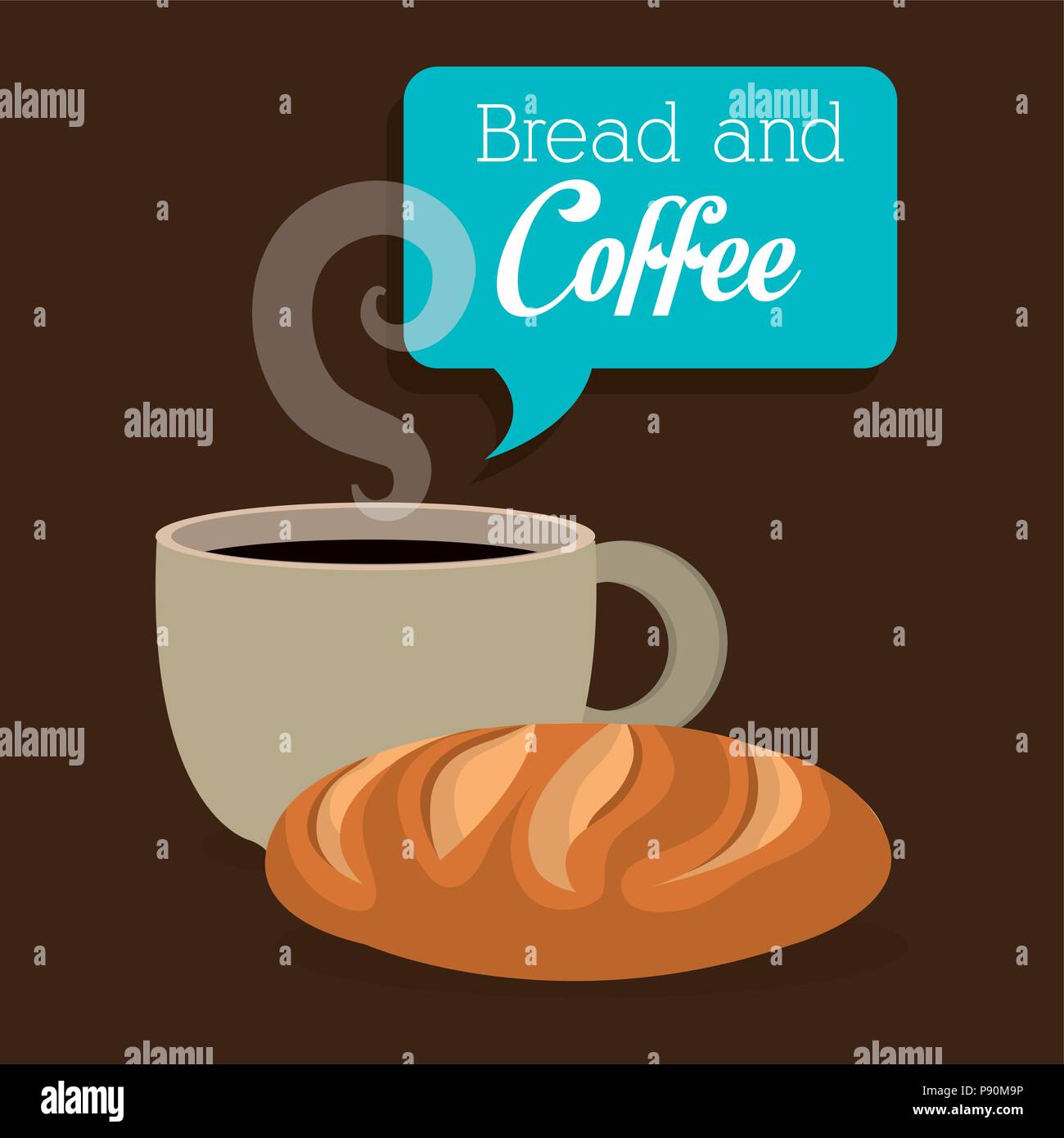 delicious bread and coffee label vector illustration design Stock ...