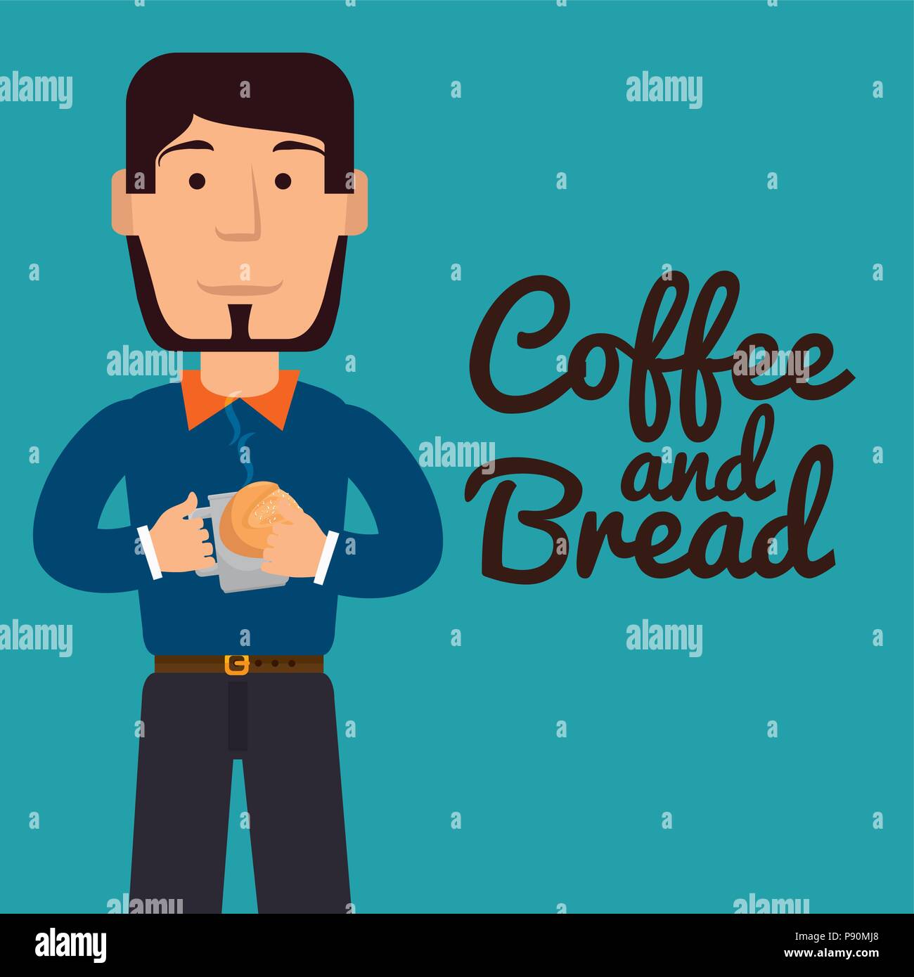 Man eating bread Stock Vector Images - Alamy