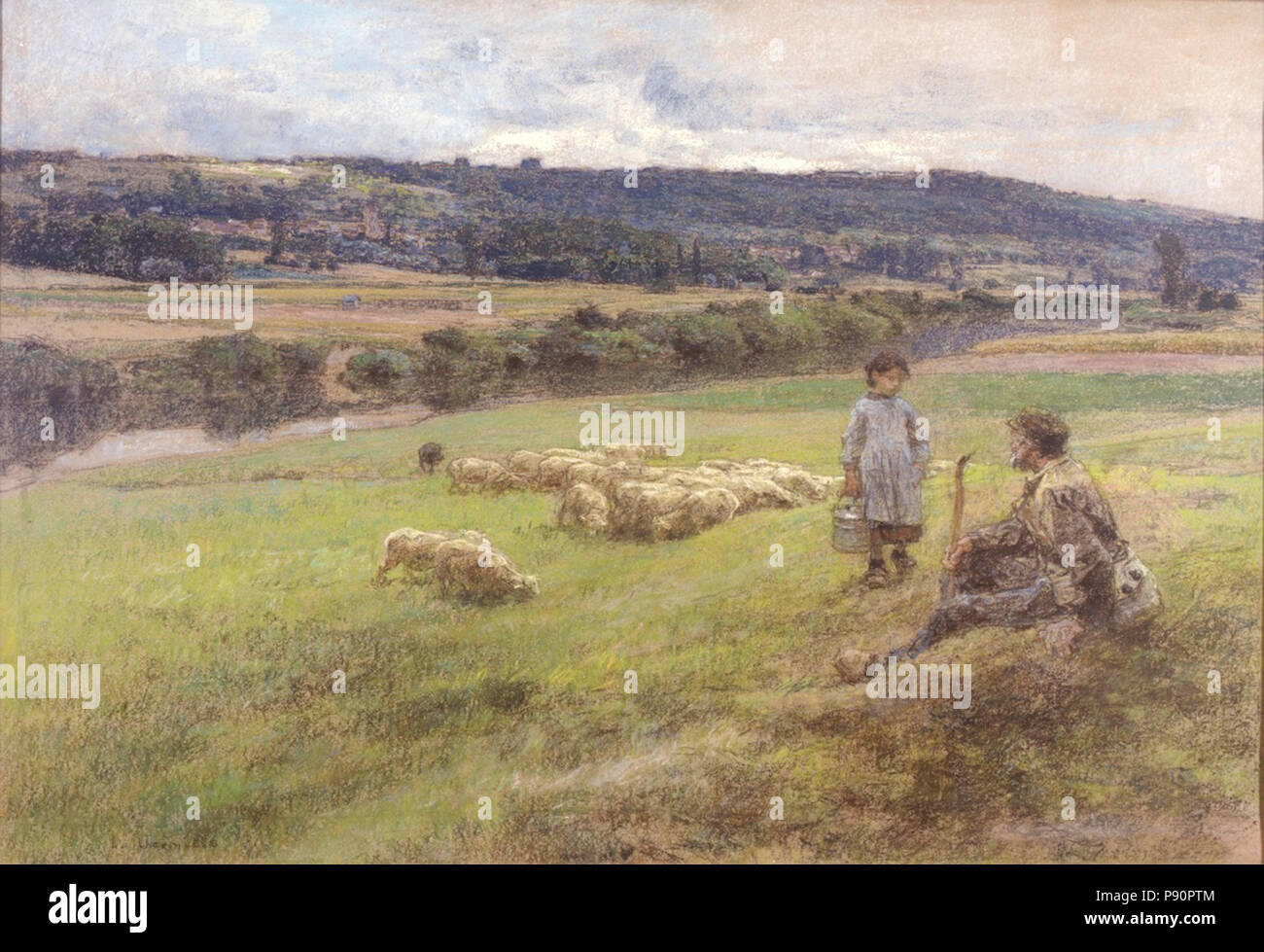 406 Léon Augustin Lhermitte, 1892 - Berger et son troupeau Stock Photo ...