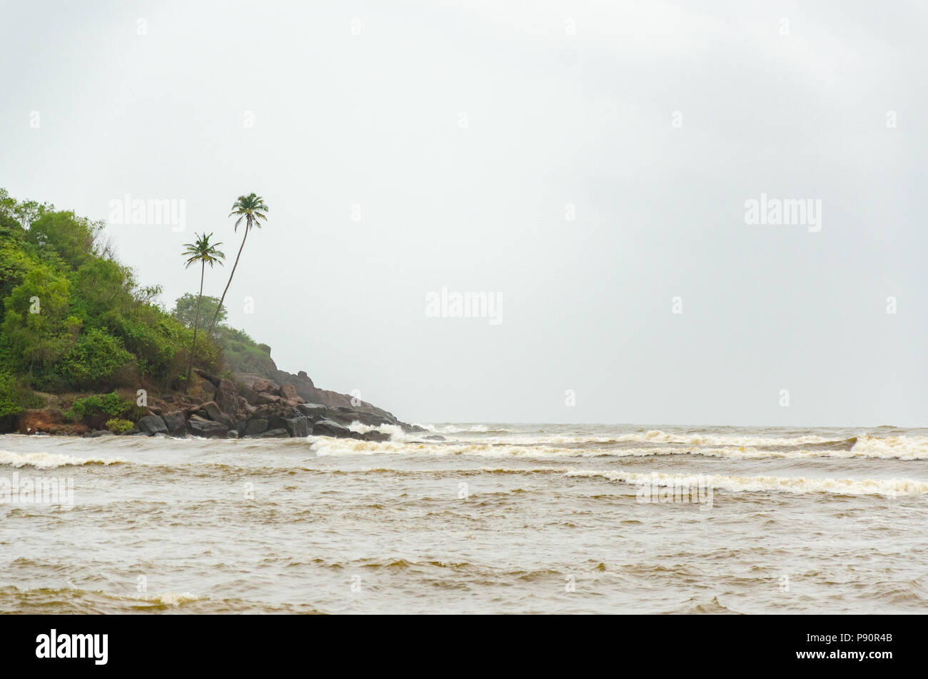 View of the Quitol area from Betul beach, Cavelossim, Goa, India Stock ...