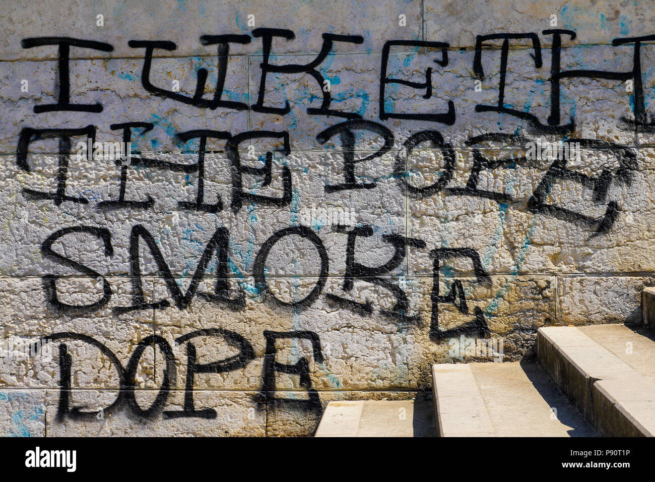 Graffiti, river Saone quay, Lyon, France Stock Photo - Alamy