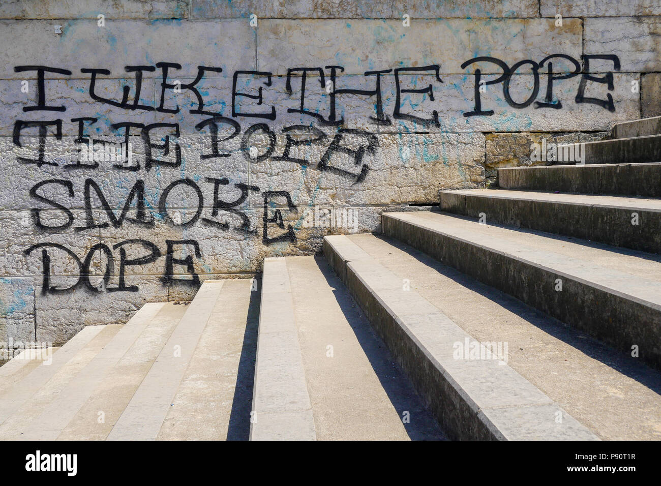 Graffiti, river Saone quay, Lyon, France Stock Photo - Alamy