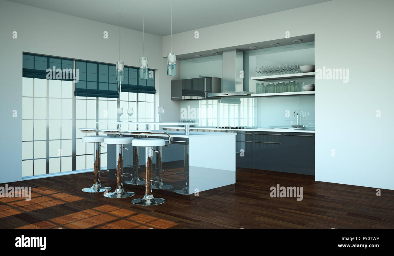 Modern kitchen in loft with a beautiful design Stock Photo - Alamy