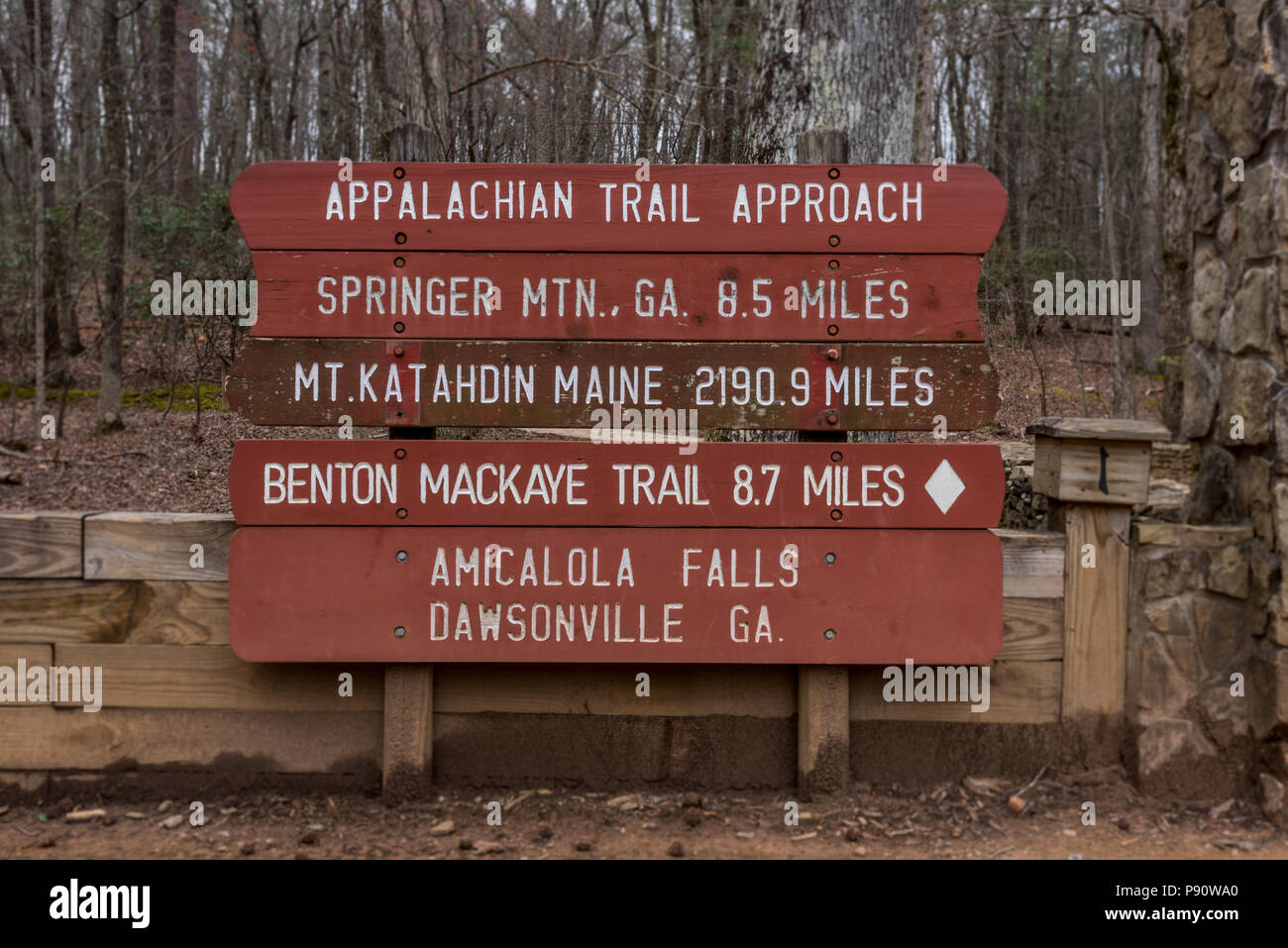 Appalachian Trail Approach Sign for 2018 in Amicalola Falls State Park ...