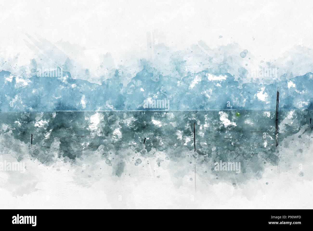 Abstract colorful ocean wave on watercolor painting background Stock ...