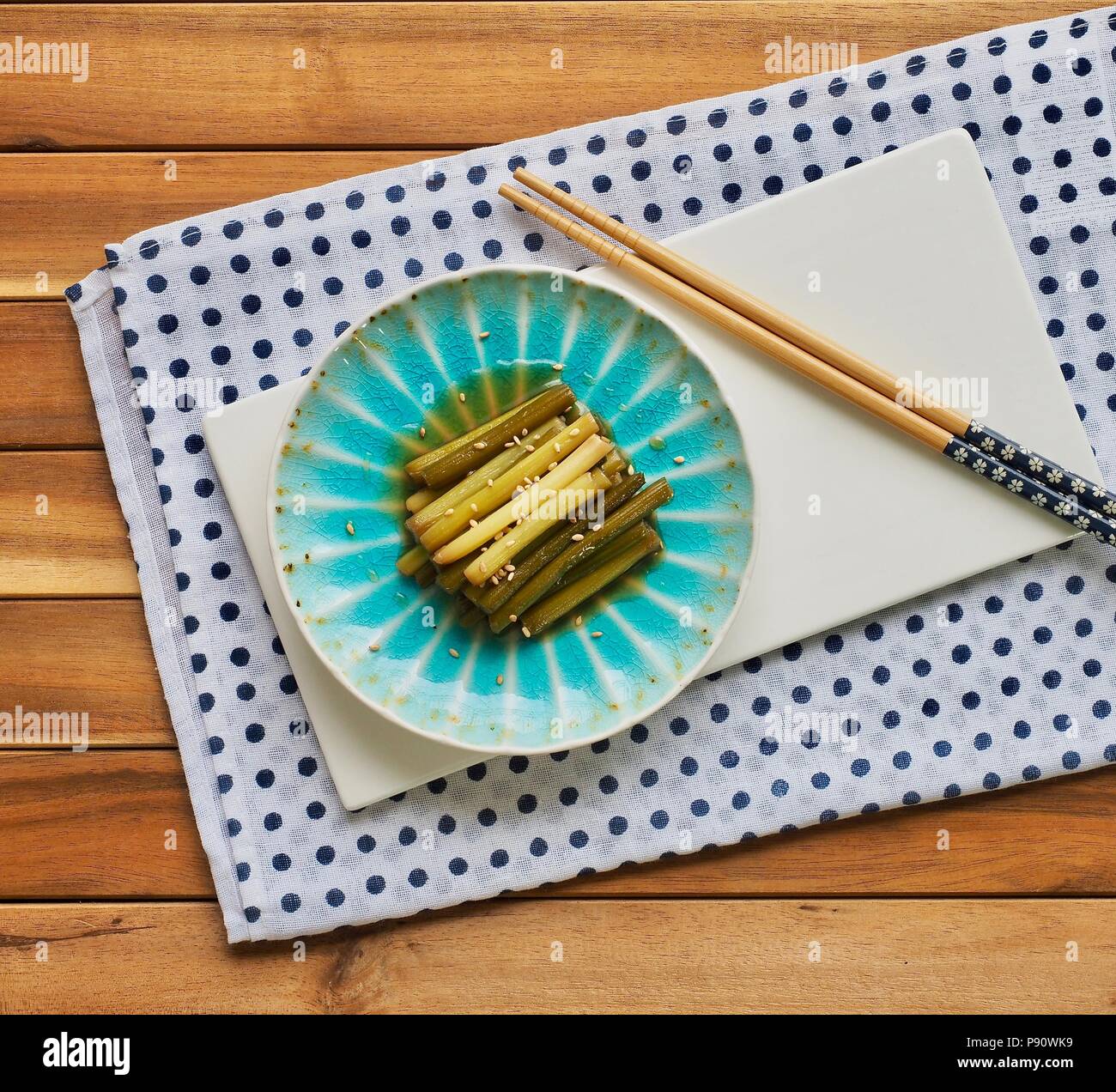 Korean food garlic stalk Simmered soy sauce Stock Photo - Alamy