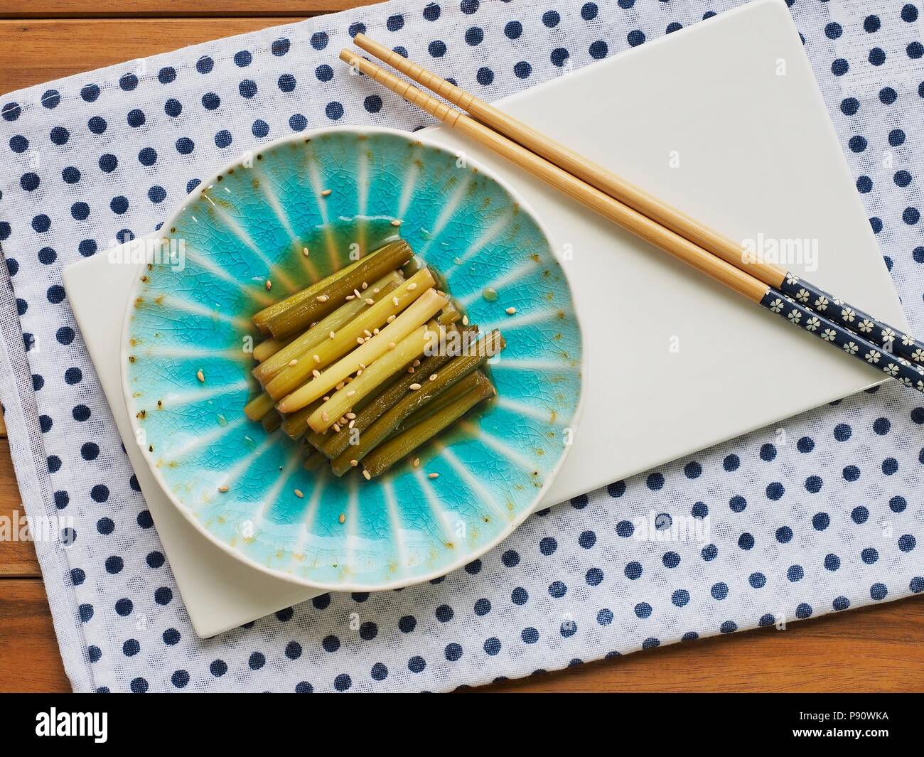 Korean food garlic stalk Simmered soy sauce Stock Photo - Alamy