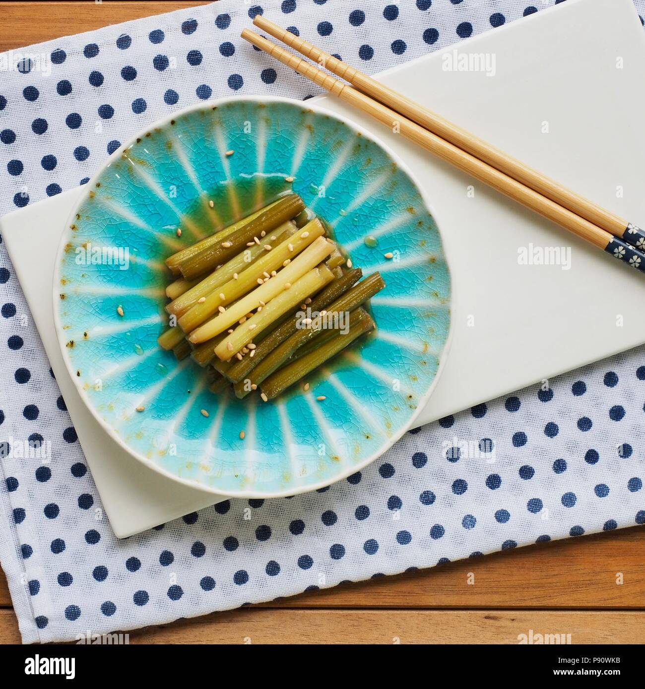 Korean food garlic stalk Simmered soy sauce Stock Photo - Alamy