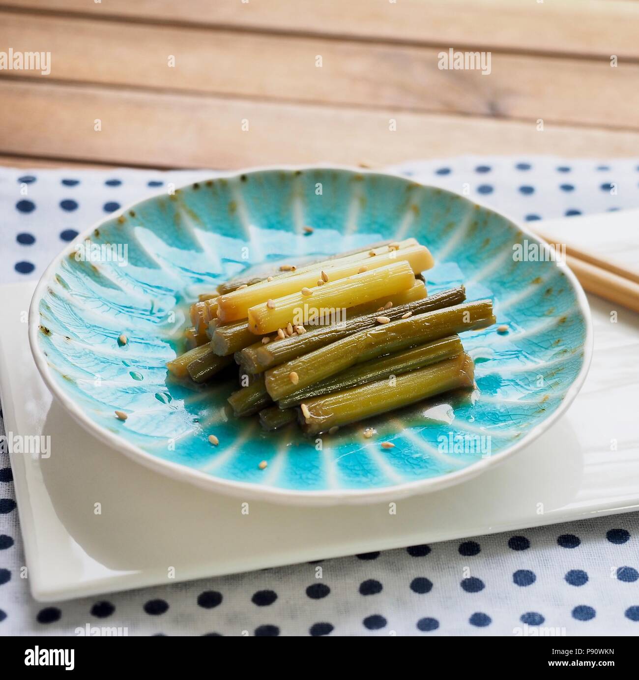 Korean food garlic stalk Simmered soy sauce Stock Photo - Alamy