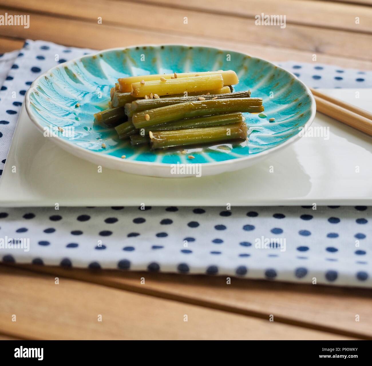 Korean food garlic stalk Simmered soy sauce Stock Photo - Alamy