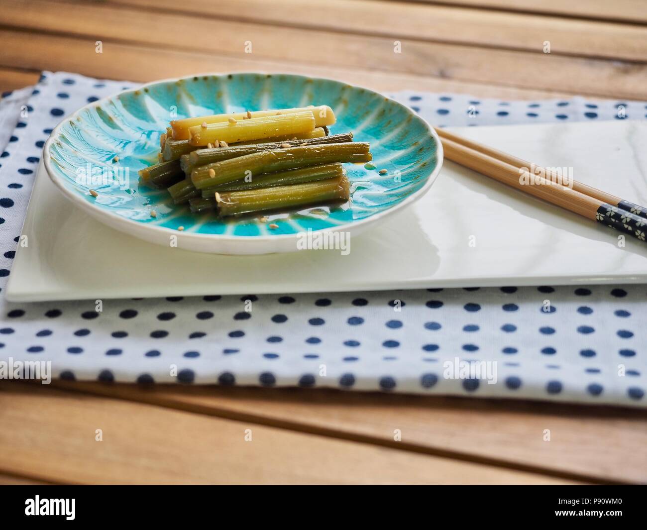 Korean food garlic stalk Simmered soy sauce Stock Photo - Alamy