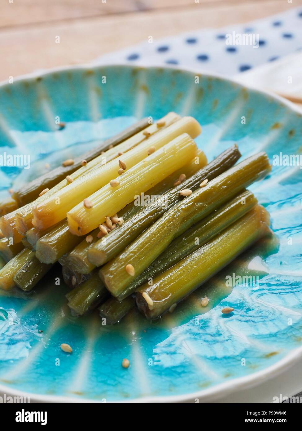Korean food garlic stalk Simmered soy sauce Stock Photo - Alamy