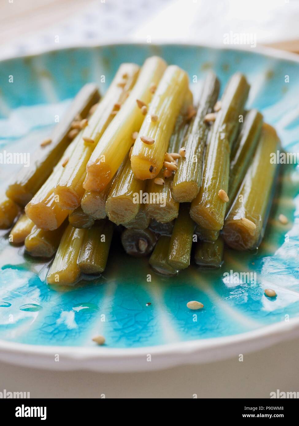 Korean food garlic stalk Simmered soy sauce Stock Photo - Alamy