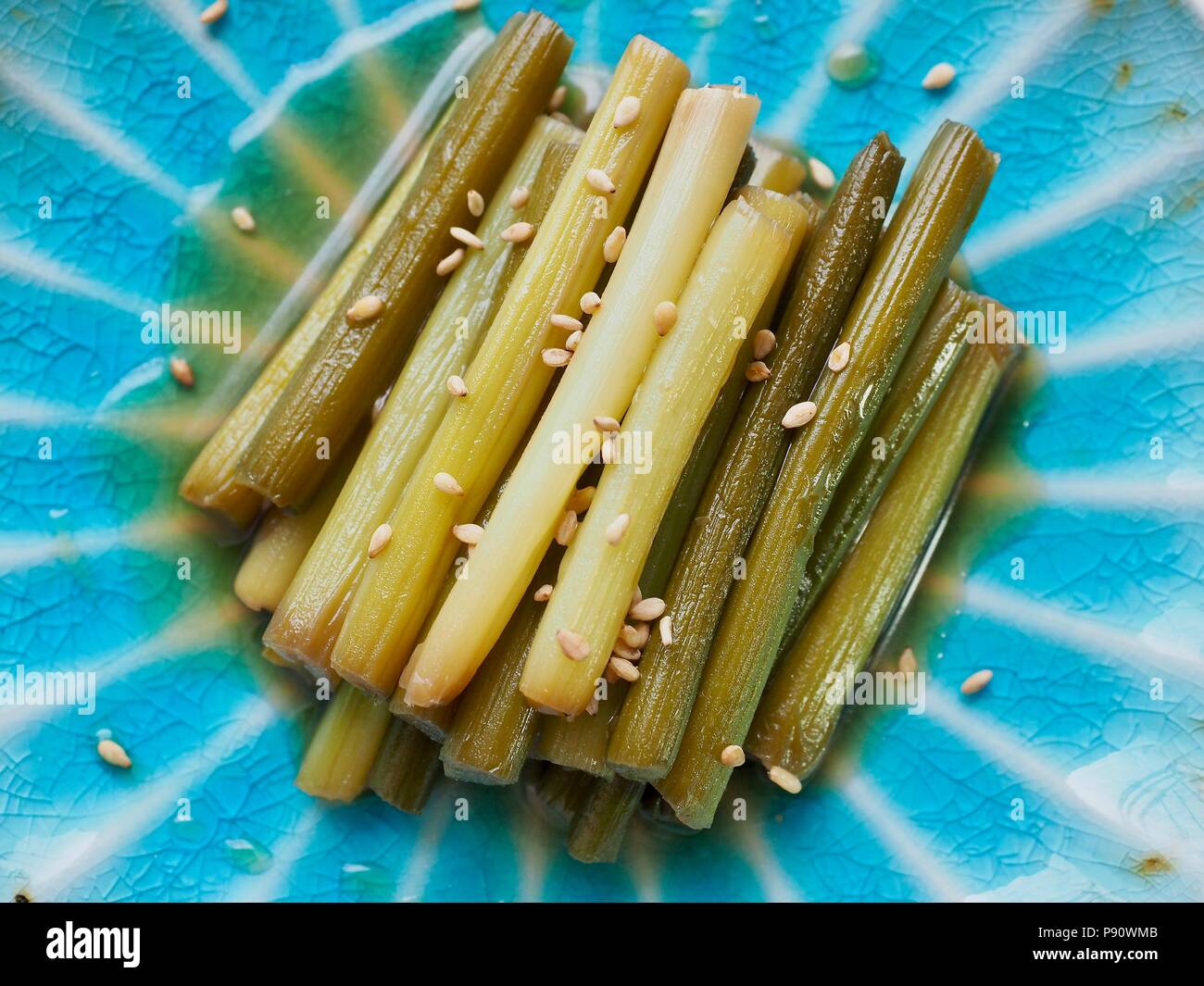 Korean food garlic stalk Simmered soy sauce Stock Photo - Alamy