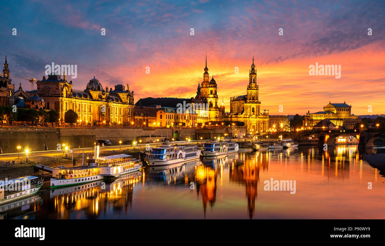 Dresden city skyline at Elbe River ,Dresden, Saxony, Germany Stock ...