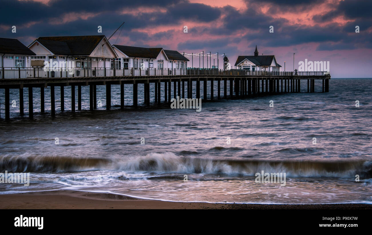 The pier at Southwold in Suffolk extends 190 metres (620 ft) into the ...