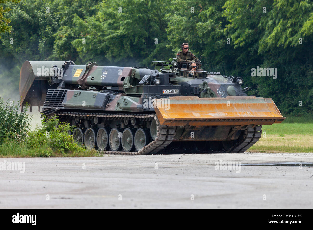 FELDKIRCHEN / GERMANY - JUNE 9, 2018: German tank dozer Dachs drives on ...