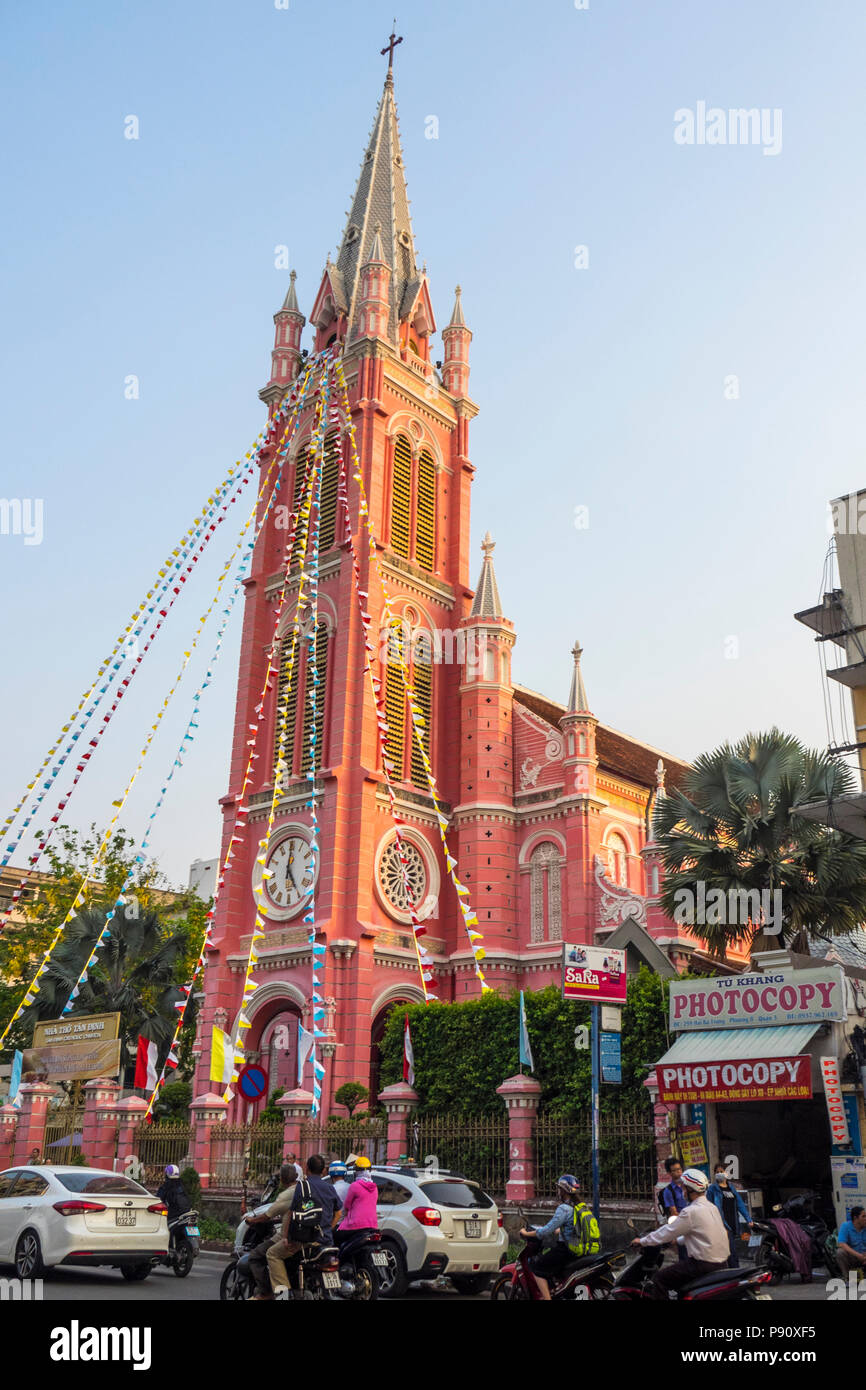 The pink Church of the Sacred Heart of Jesus, or, Tan Dinh Roman ...