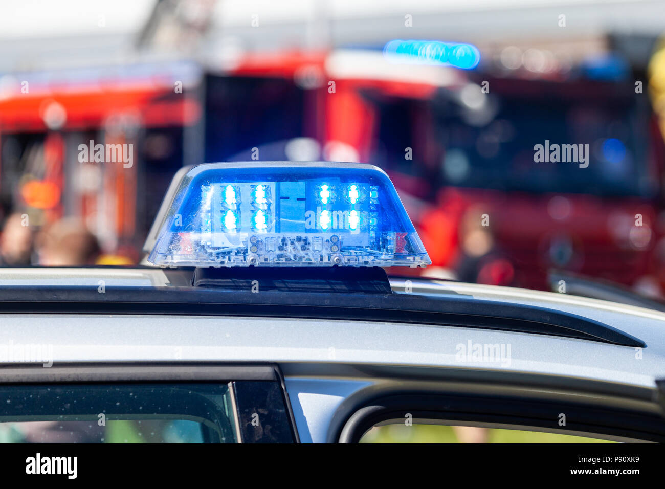 Blue light bar on a german police car Stock Photo - Alamy