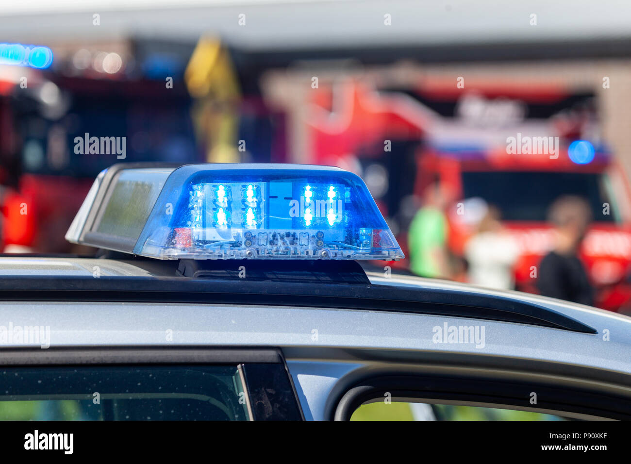 Blue light bar on a german police car Stock Photo - Alamy