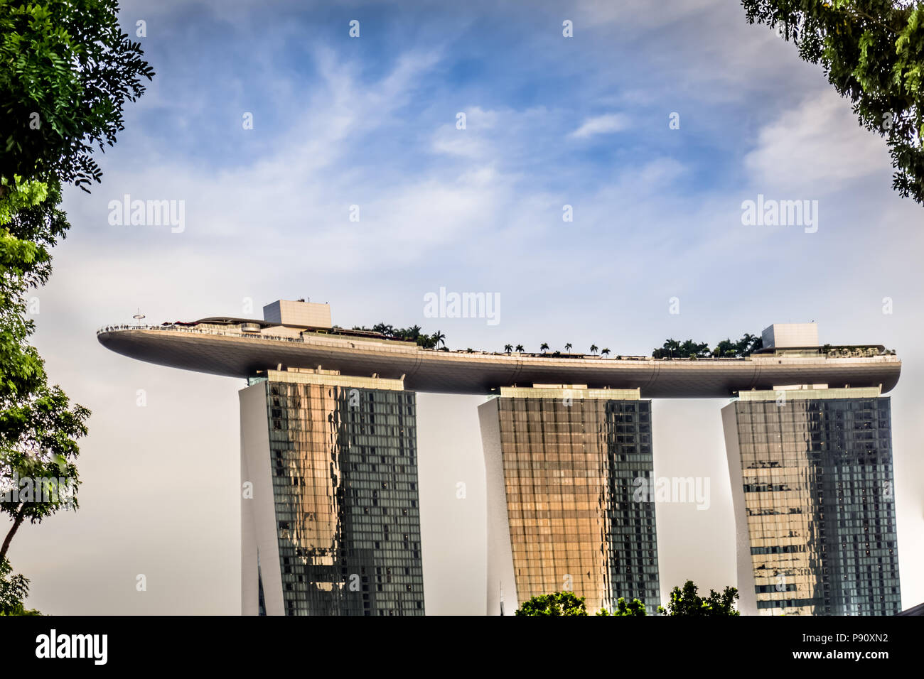 Singapore - Oct 18, : Marina Bay Sands (MBS) SkyPark supported by three ...