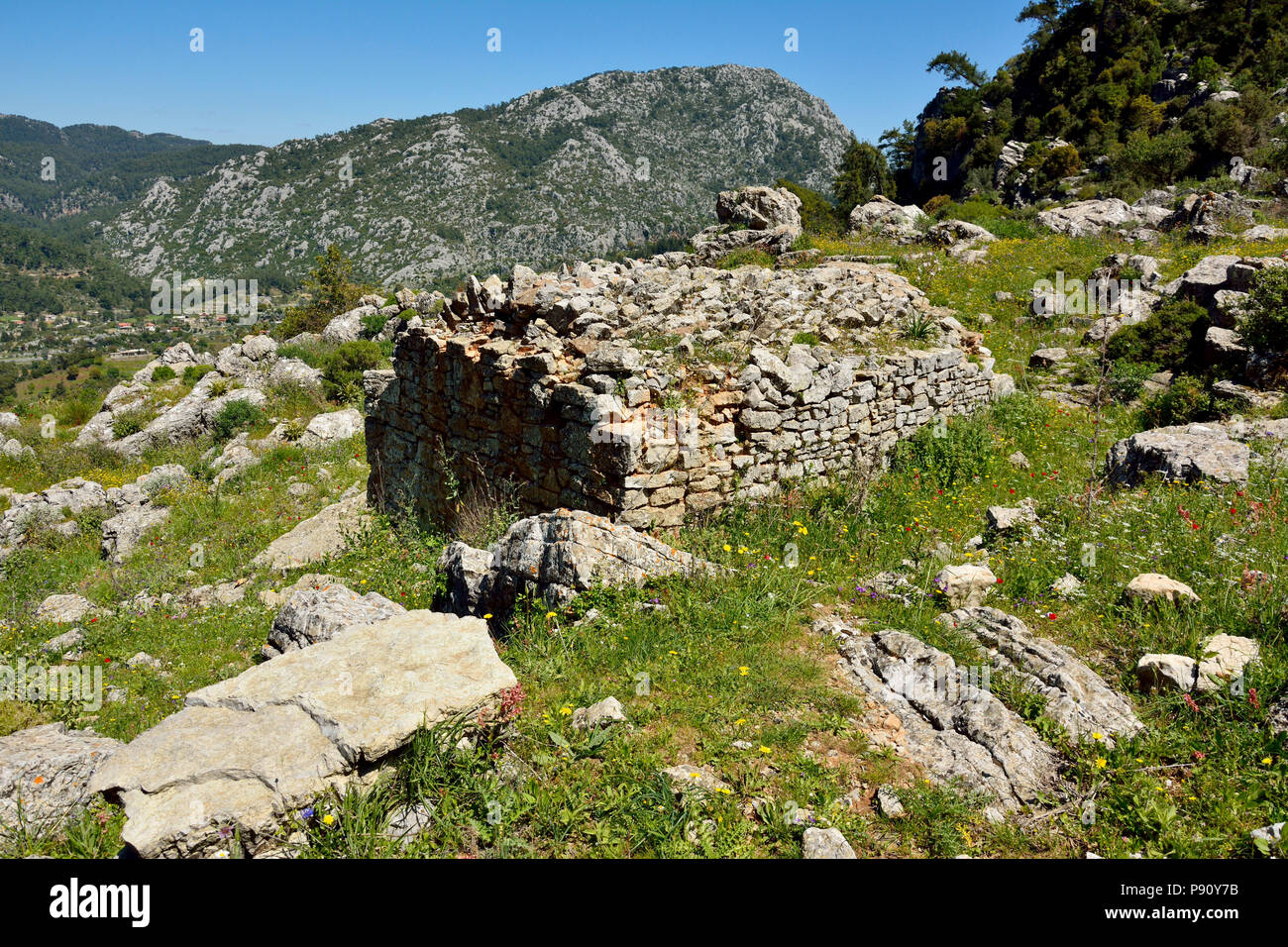 Ancient stone cistern above Bayir village near Marmaris resort town in ...