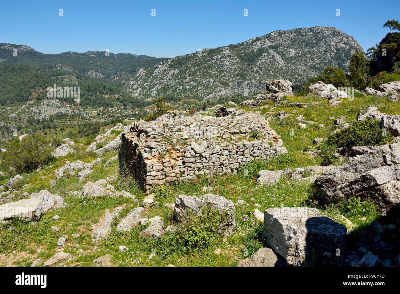 Ancient stone cistern above Bayir village near Marmaris resort town in ...