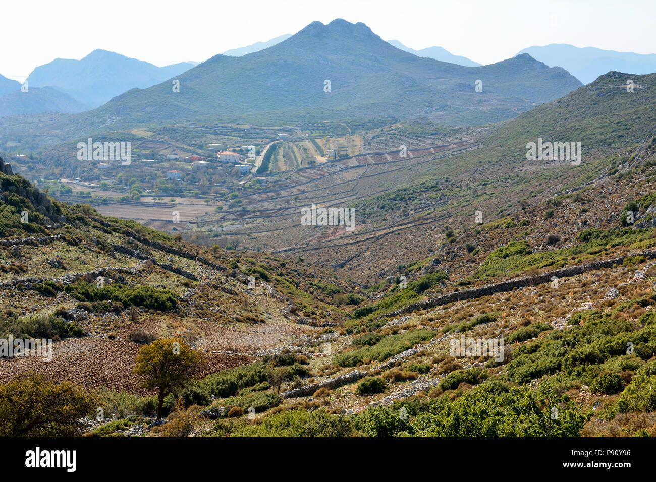 View toward Taslica village on Bozburun peninsula near Marmaris resort ...