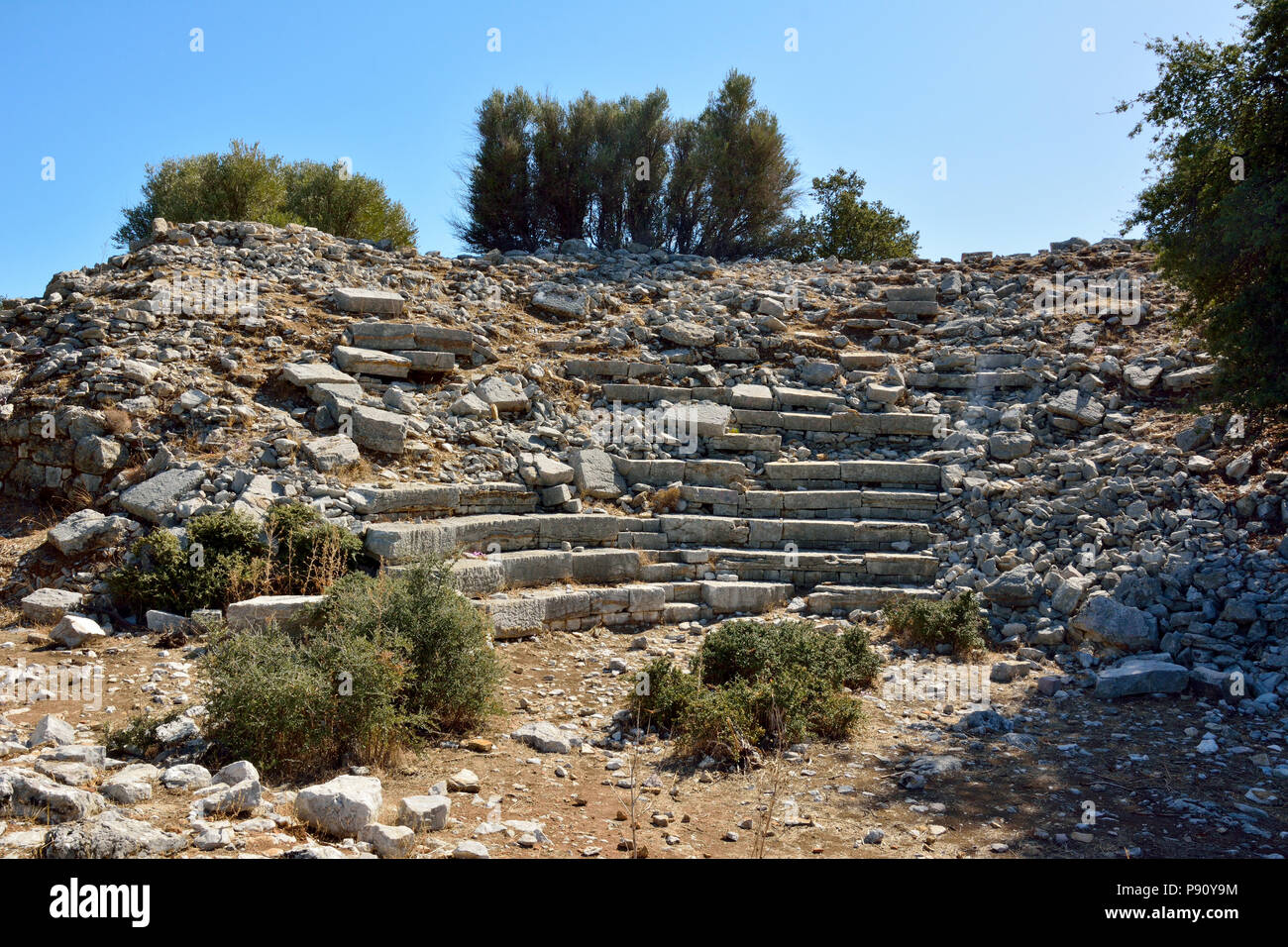 Ruins of amphitheatre in Amos ancient site on Bozburun peninsula near ...