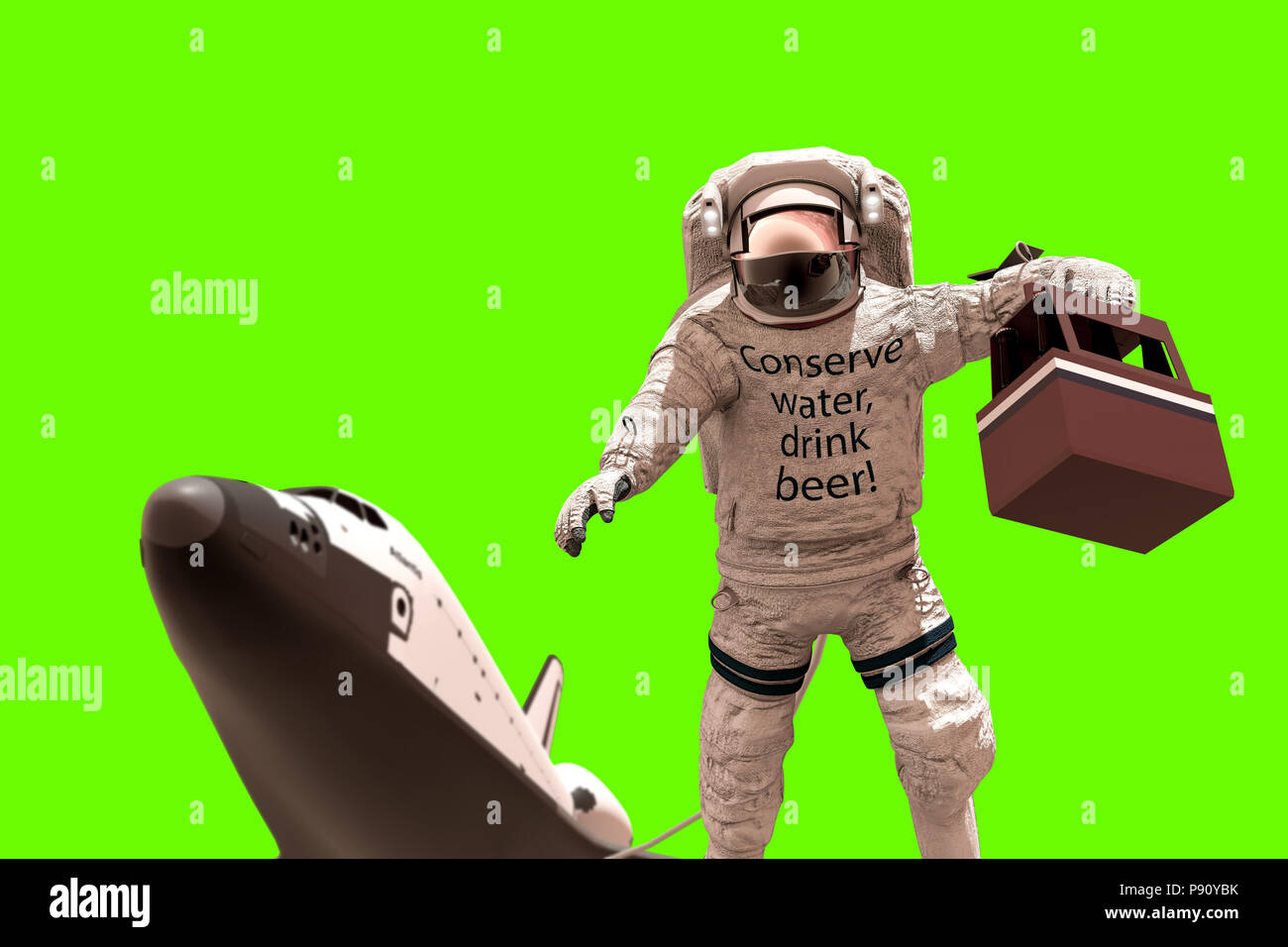 astronaut in space with some beers 3d illustration Stock Photo - Alamy