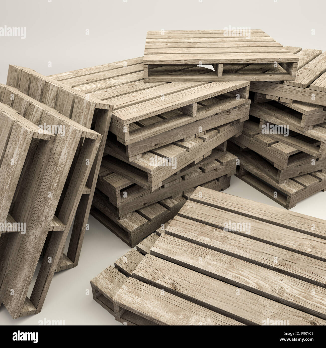 pallets isolated on white background 3d illustration Stock Photo - Alamy