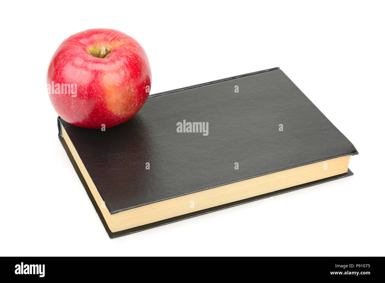 books and apple isolated on white background Stock Photo - Alamy