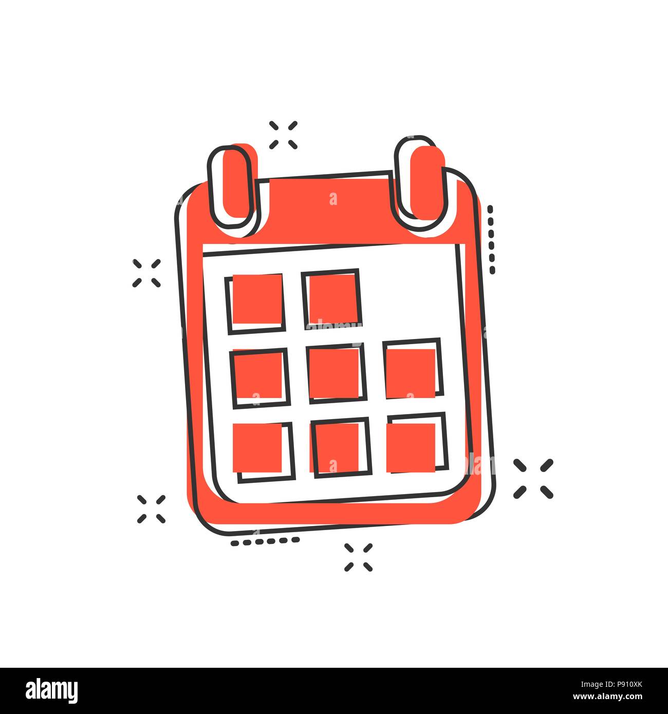 Vector cartoon calendar icon in comic style. Calendar sign illustration ...