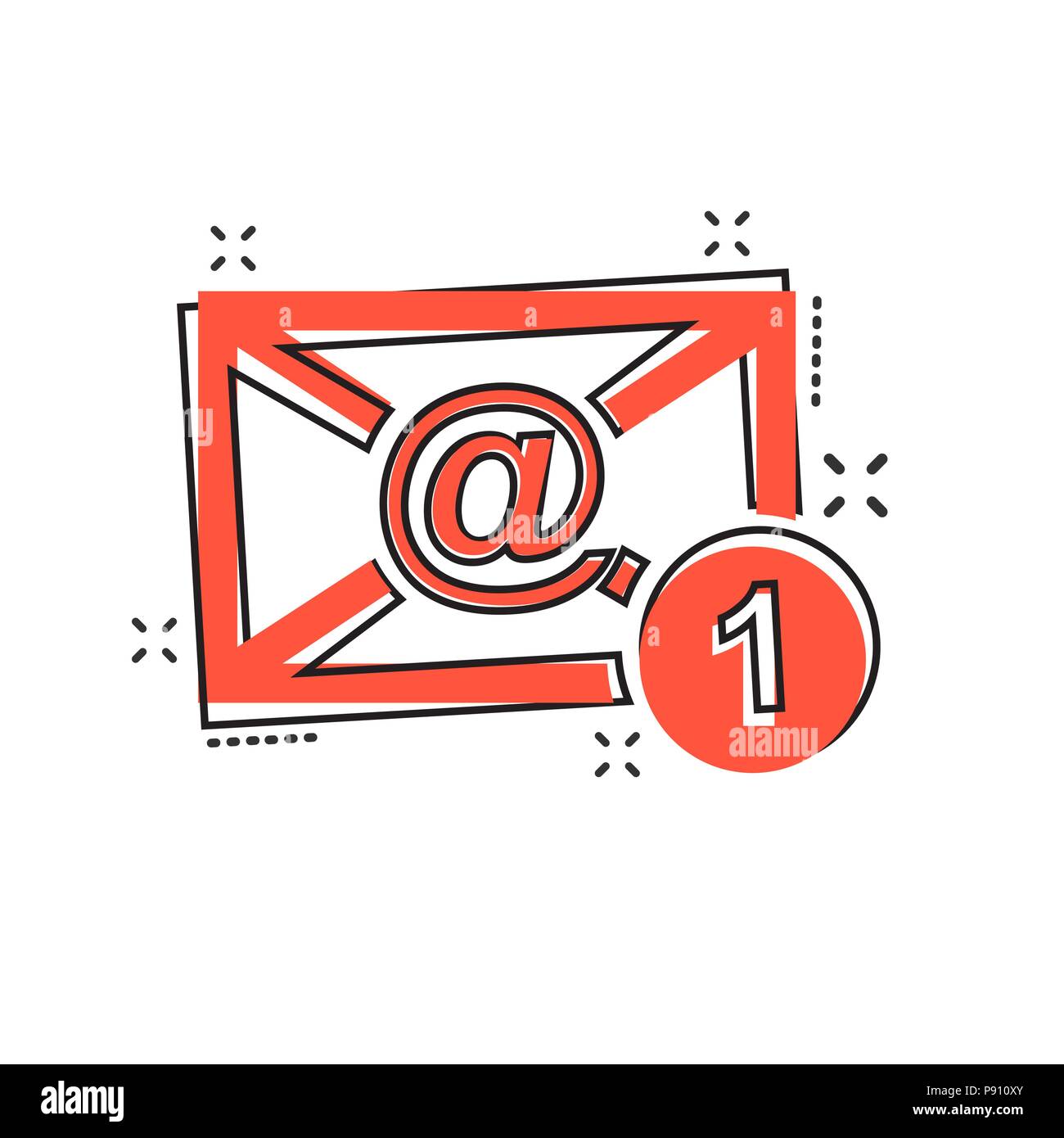 Vector cartoon email envelope message icon in comic style. Mail sign ...