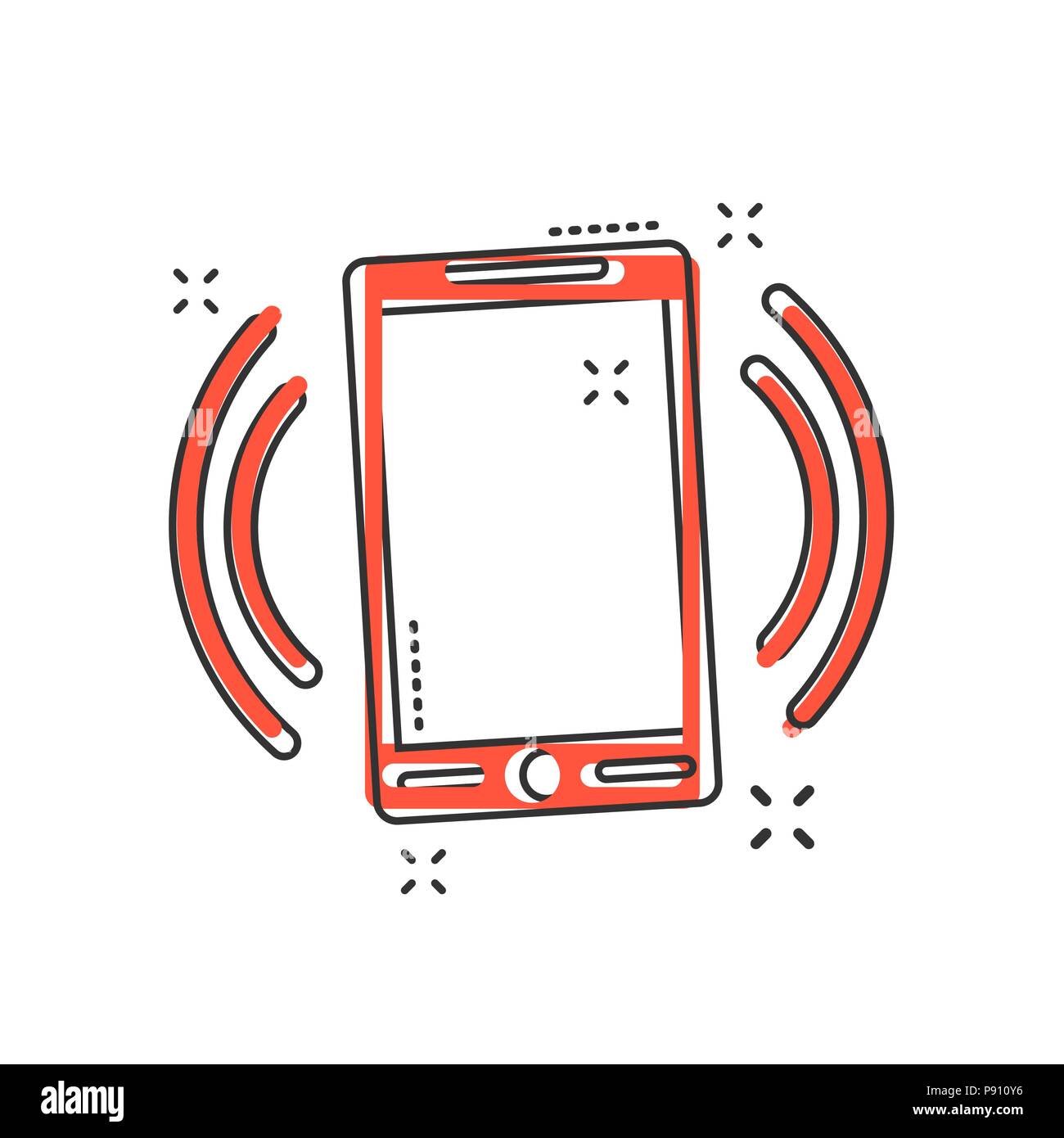 Vector cartoon smartphone icon in comic style. Phone sign illustration ...